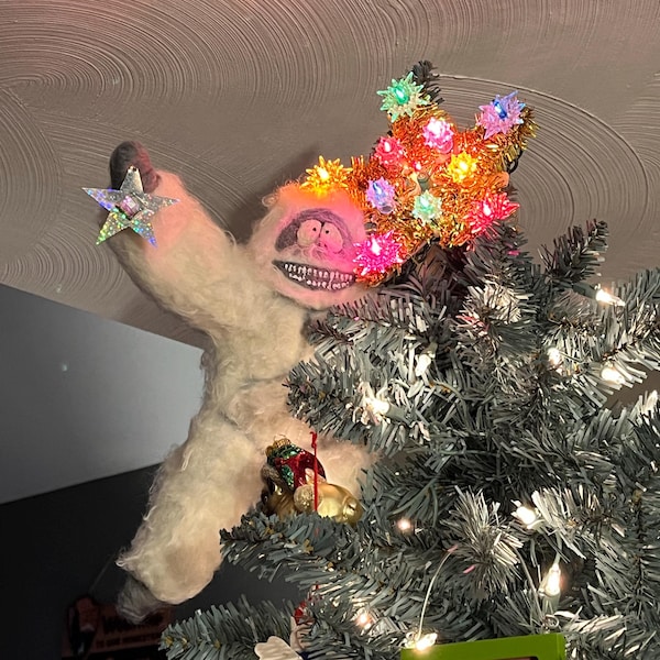 Needle Felted Abominable Snowman Vintage Christmas Ornament Yeti ...