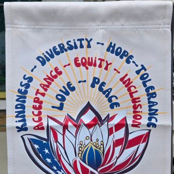 Inspirational Lotus Flower Garden Flag - Patriotic American Flag Colors ...