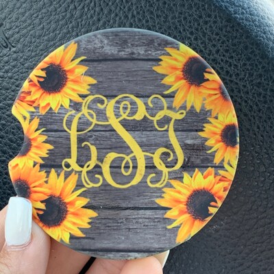 Monogrammed Car Coasters, Monogrammed Coaster Set, Personalized Car ...