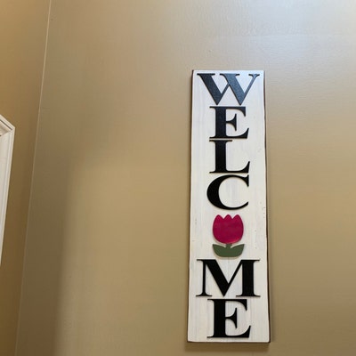 Interchangeable O Welcome Sign, 31 Vertical Porch Sign, Front Door ...