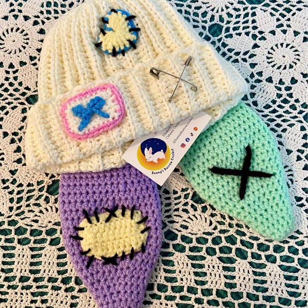 Crochet Kawaii Scene Queen Emo Bunny Ear Beanie - Etsy