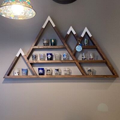 Mountain Key Holder With Shelf, Entryway Organizer With Hooks, Handmade ...