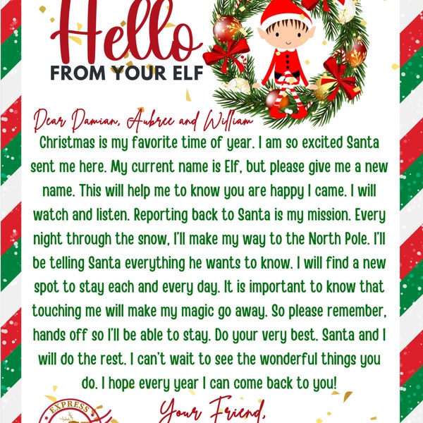 Christmas Elf Introduction Letter, Elf Arrival Letter Printable, First ...
