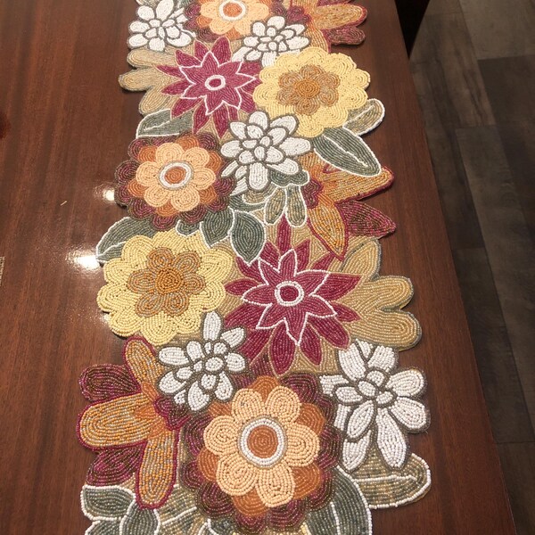 Handmade Mother of Pearls Beaded Table Runner. Matching Placemats Are ...