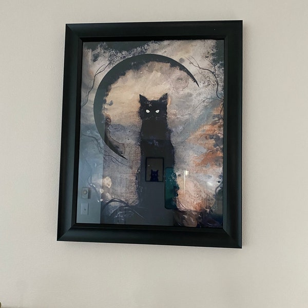 Fearless Familiar Dark Cat Wall Art Print Witchy & Skinny Black Feline ...