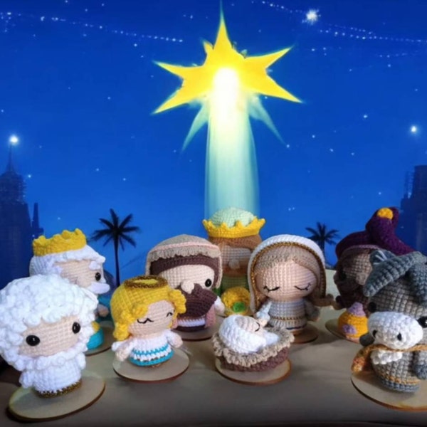 Nativity Set Crochet Pattern Shepherd Camel Angel Ox Calf Bull ...