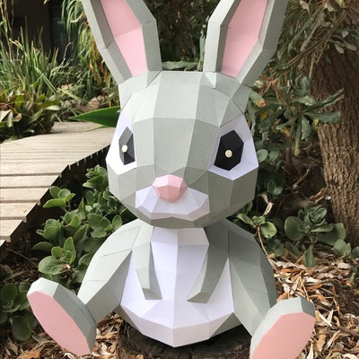 Bunny Papercraft 3D DIY Low Poly Paper Crafts Easter Rabbit Decor Model ...