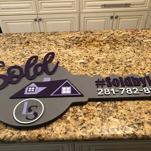 Realtor Sold Key Sign, Key Shape Sold Sign, Realtor Key Photo Prop, New ...