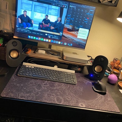 Moon Topographic Map Desk Mat, Large Gaming Mousepad, Black Desk Pad ...