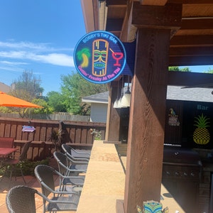 Tiki Idol Bar Sign, Beach Bar Idol Sign, Tropical Neon Themed Sign ...