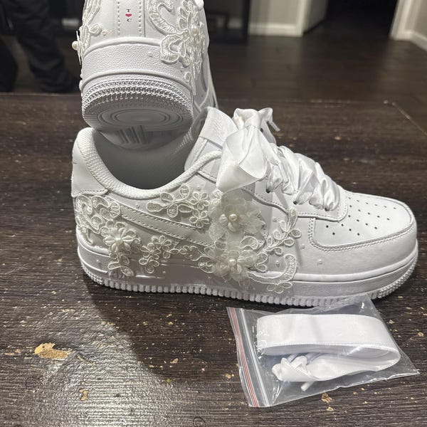 Bridal Air Force 1 Butterfly Floral Embroidered Sneakers • Bridal Shoes ...
