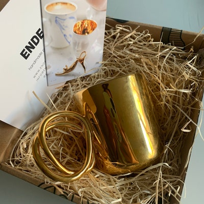 TWIST Mug Porcelain Cup Painted With Real Gold Ceramic Mug - Etsy