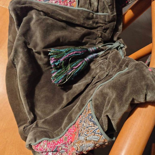 IN STOCK Earthy Velvet Shoulder Bag, Moss Green Vintage 70s Vegan ...