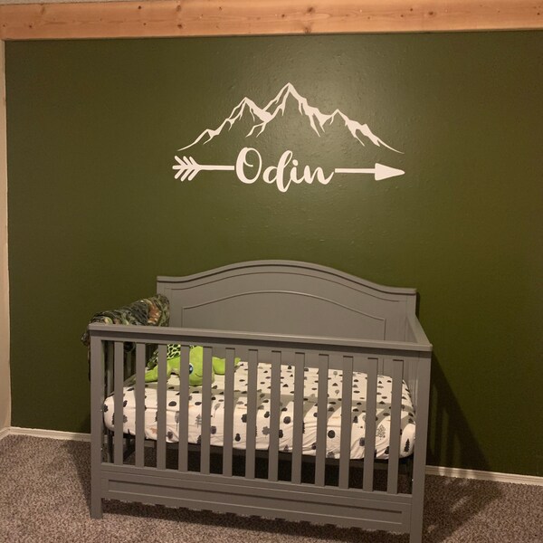Mountain Name Wall Decal for Nursery, Mountain Boys Room Decor ...