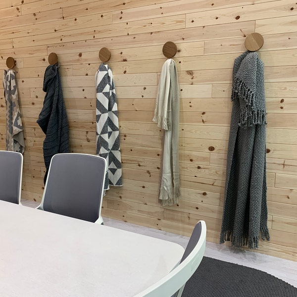 Geometric Shape Wall Hooks Made From Solid Wood White Oak Walnut Circle ...