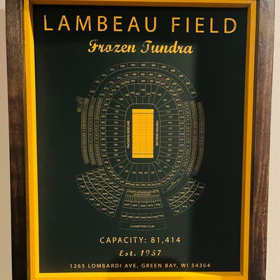 Lambeau Field Wall Art, Green Bay Packers Sign, NFL Stadium Map, Gift ...
