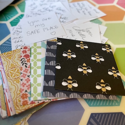 Nostalgic Mini LOVE NOTES 2 Tiny Square Heart Cards Vintage Theme ...