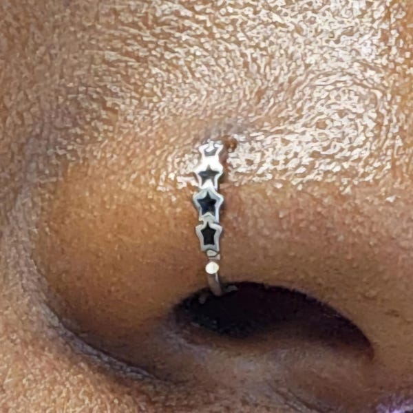 20g Gold CZ Dangling Nose Ring. Bendable Sparkling Gem Nose Ring Hoop ...