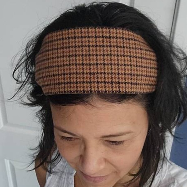 White Linen Blend Triangle Scarf Headband With Elastic Back, Boho ...