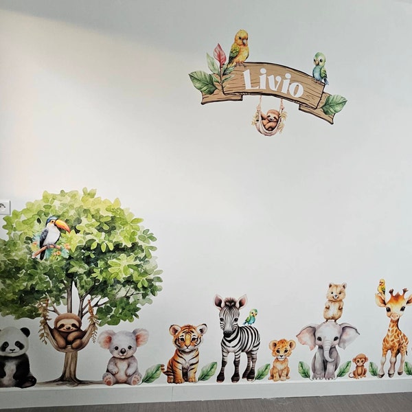 Safari Animals Wall Decals - Nursery Wall Stickers - Jungle Animals on ...