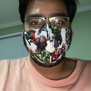 Face Mask, Marvel Avengers Superhero, Adult Kids, Reversible 2 Layer ...