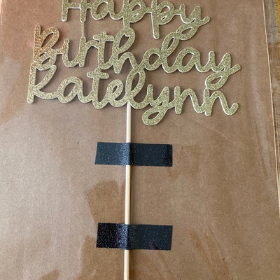 Customized Happy Birthday Cake Topper Glitter Cardstock Birthday Cake ...