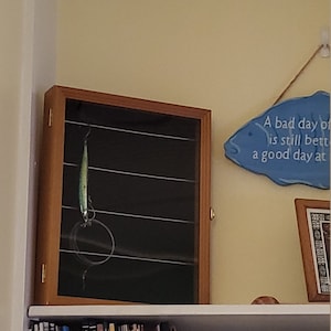 Fishing Lure Display Case Cabinet Wall Hook Wire Rack Shelf Fish Bait ...