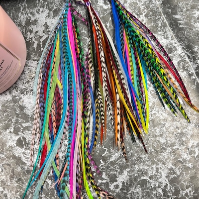 Feather Hair Extension Kit, 6 Real Feathers, Pick Your Length Short to ...