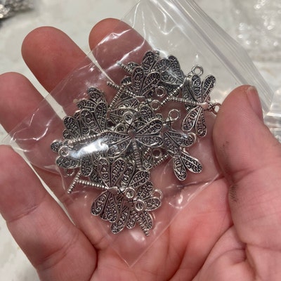 50 Heart Charms,love Pendant,made With Love, Antique Silver Tone,double ...