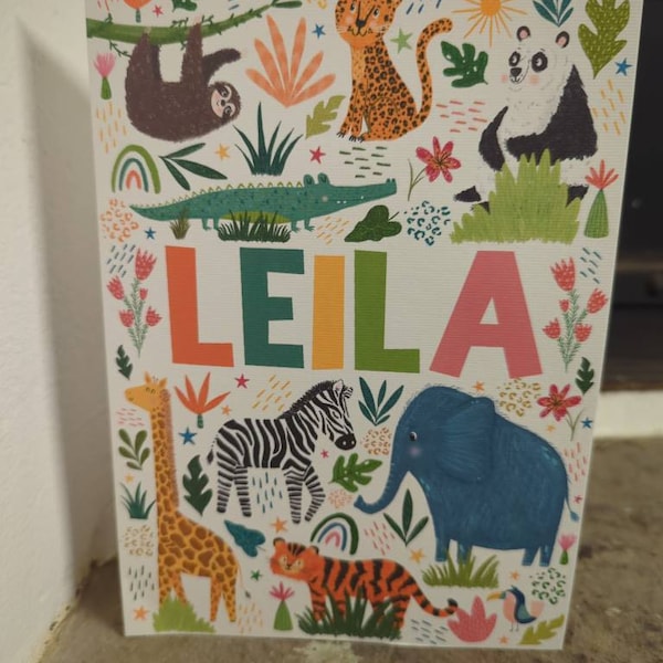 Personalised Jungle Animal Name Print, Safari Nursery Kids Print ...
