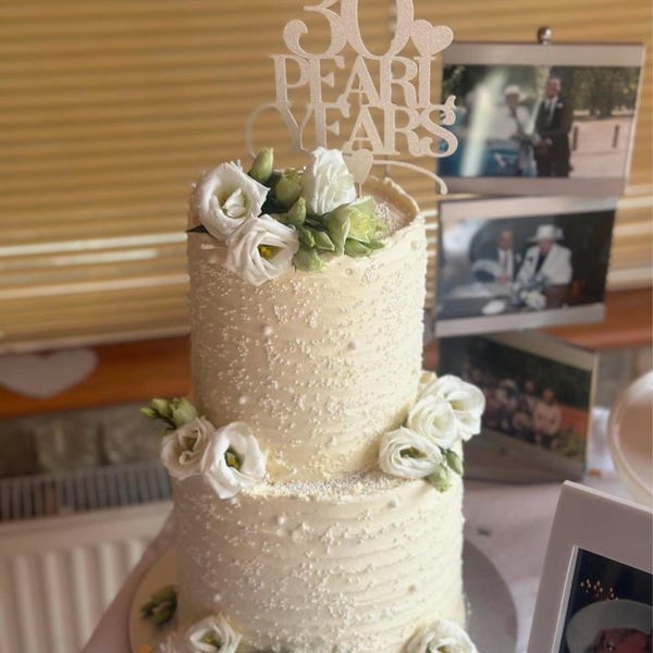 30 Pearl Years Cake Topper / Wedding Anniversary Party Decor / White 30 ...