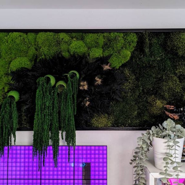 NEW!! Wall Art Preserved Moss Lighted Framed Beautiful Preserved Moss ...