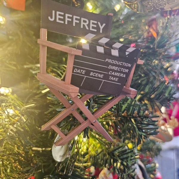 Personalized Director Chain Christmas Ornament, Film Clapper Christmas ...