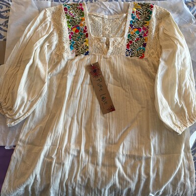 Mexican Embroidered Top, Size S,M,L,XL,XXL, Blouse Oaxaca, Mexican Tops ...