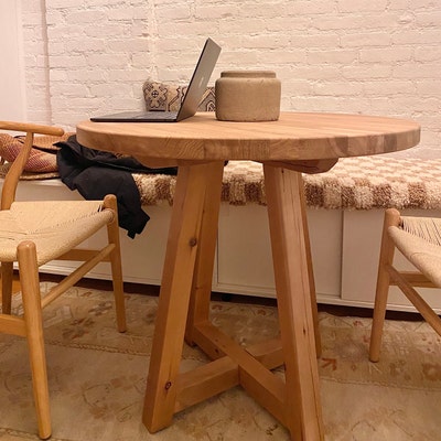 110cm Round Dine Table With Oak Base Legs, Oak Round Table, Round ...