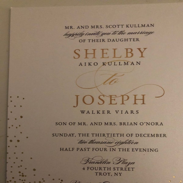 Foil Printed Invitations With Envelopes, Custom Foil Printing, 5x7 ...