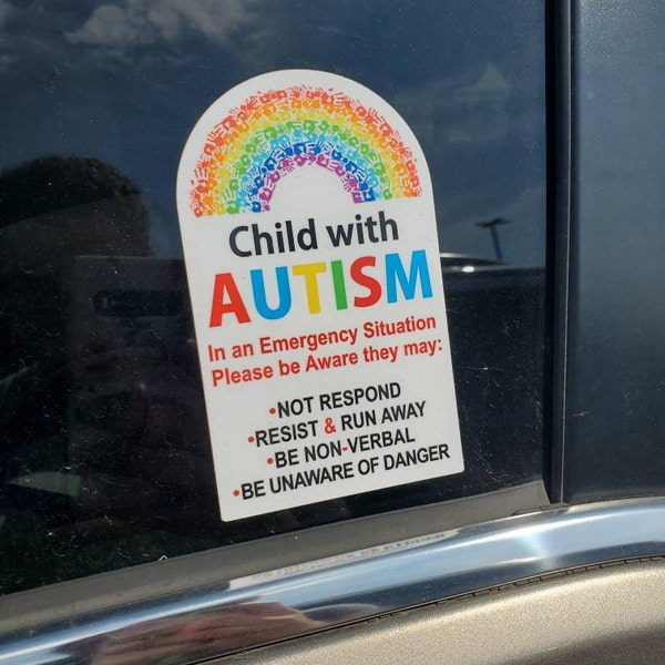 Child With Autism Sticker Door Wall Window Emergency 911 Safety Alert ...
