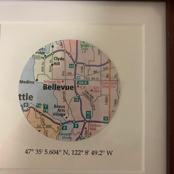Framed Map + GPS Coordinates: Custom Map Gift - 5x5 Inch FRAME ...