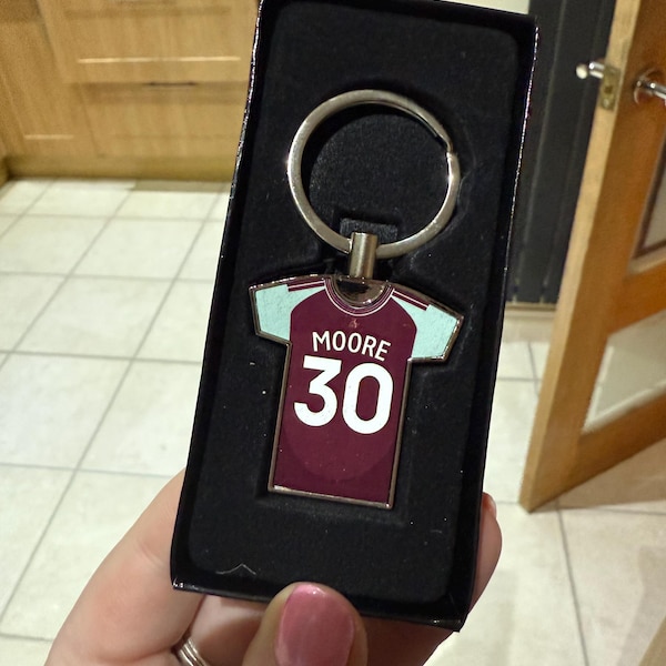 Personalised Football Shirt Keyring - Man Utd Fan Keyring, 25/26 and ...