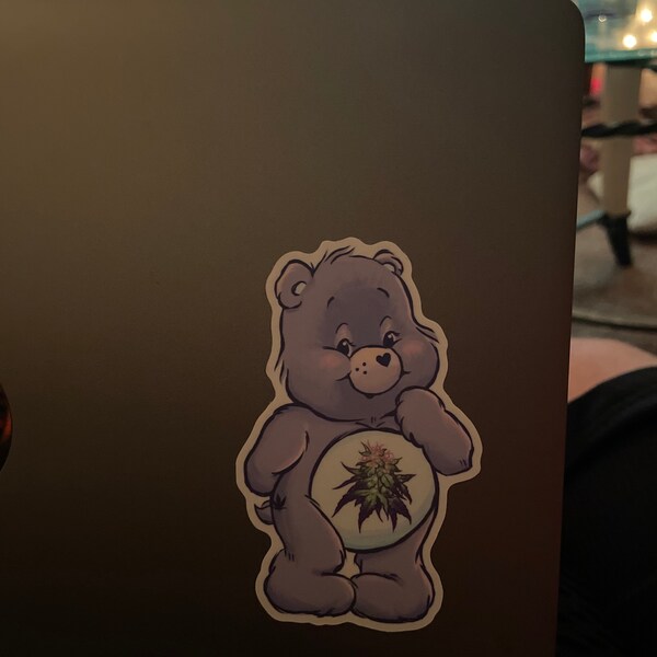Kush Bear Vinyl Weed Sticker - Marijuana, Cannabis Art Decal, Stoner ...