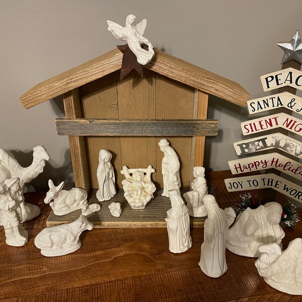 Rustic Wood Nativity Stable, Manger, Wood Nativity Barn, Nativity ...