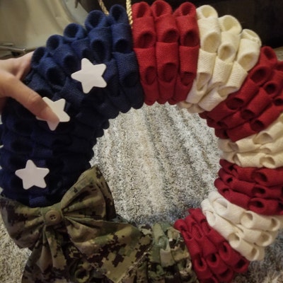 Folded Burlap Wreath Tutorial for a Crafter Patriotic - Etsy