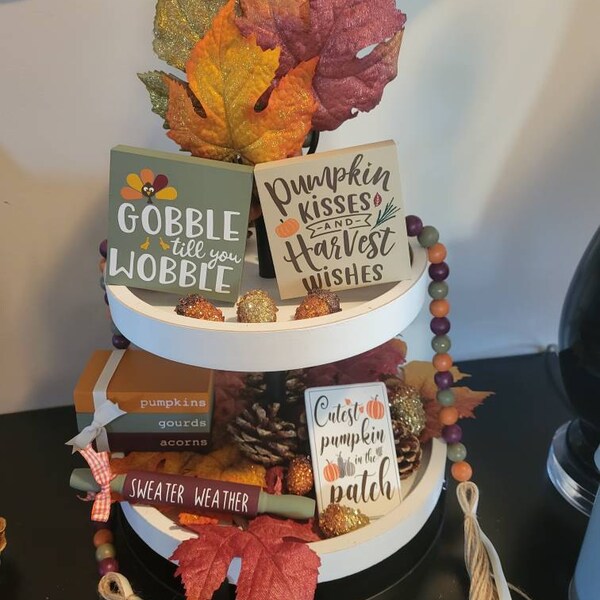 BUNDLE // Fall Tiered Tray Decor Bundle // Autumn Tier Tray Decor ...