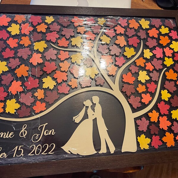 Autumn Wedding Guestbook Alternative Tree of Maple Leaves Guest Book 3D ...
