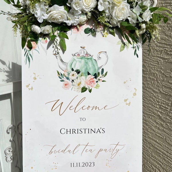 Tea Party Welcome Sign Template, Printable Bridal Tea Shower Welcome ...