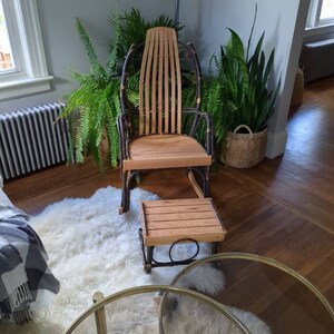 Solid Barnwood Amish Rocking Chair With Hair on Hide Back and - Etsy