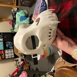 Cosplay Horned Skull Mask Skulldog Mask Fursuit Furry Canine Animal ...