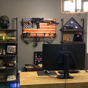 Rustic American Flag Gun Rack. Compound Bow Rack With Military - Etsy