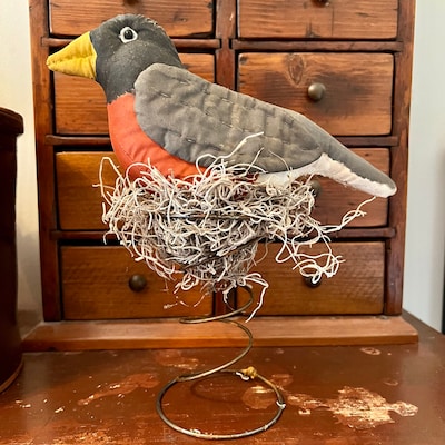 Primitive Spring Backyard Birds Primitive Robin Farmhouse Table Decor ...