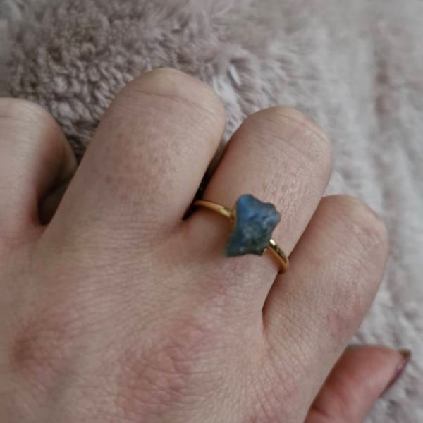 Natural Raw Gemstone Ring Gold Plated Birthstone Ring Healing Crystal ...